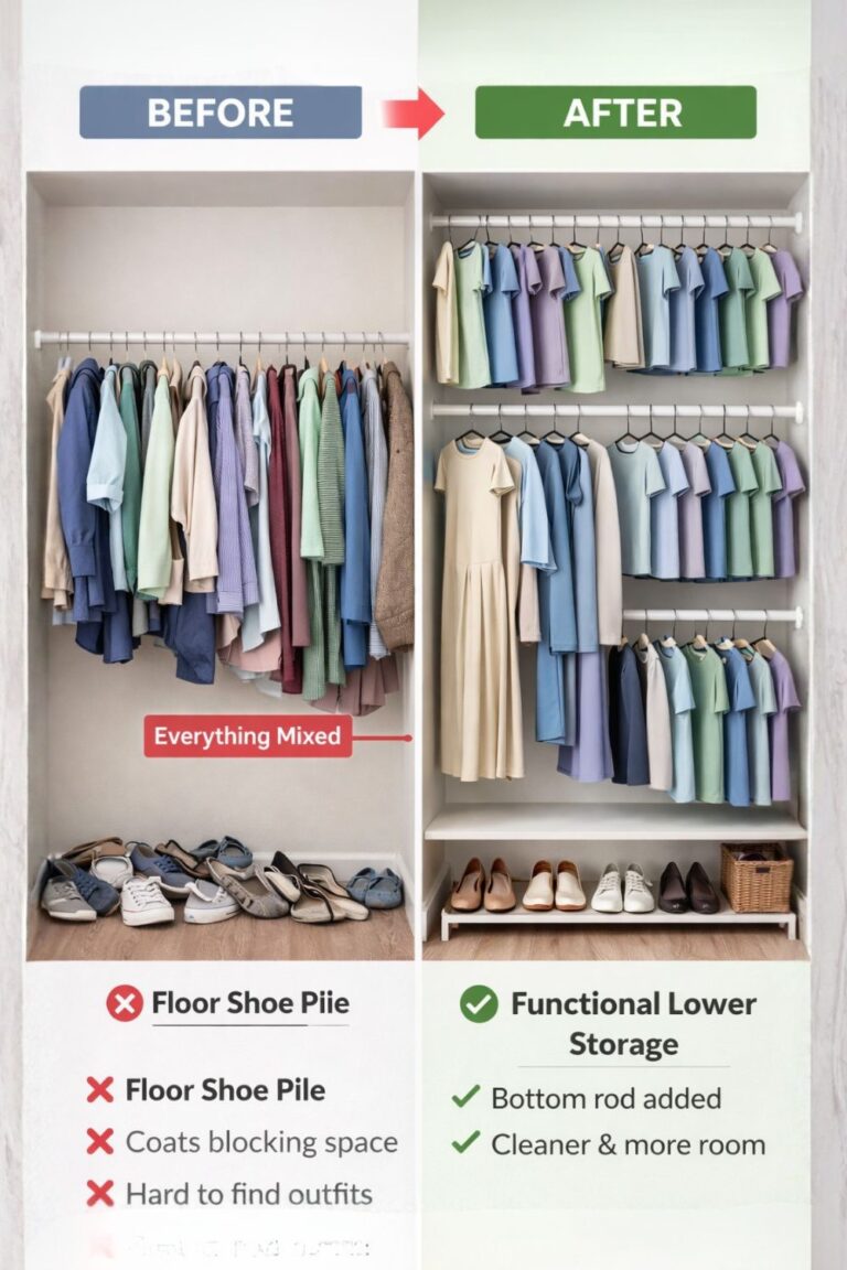 How to Organize a Small Closet with Two Hanging Rods (Without Losing ...